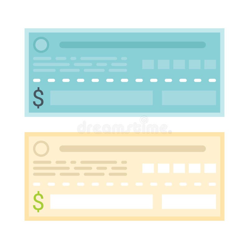 Set of Flat Bank Check Vector Illustration Isolated on White Stock ...