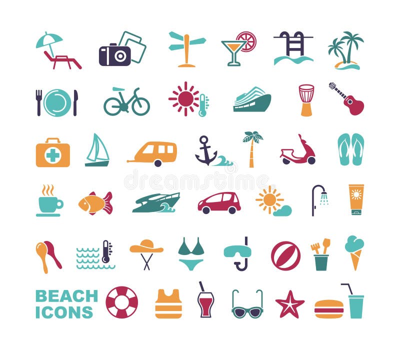 Set of Flat Beach Icons. Vector Illustration Stock Vector ...