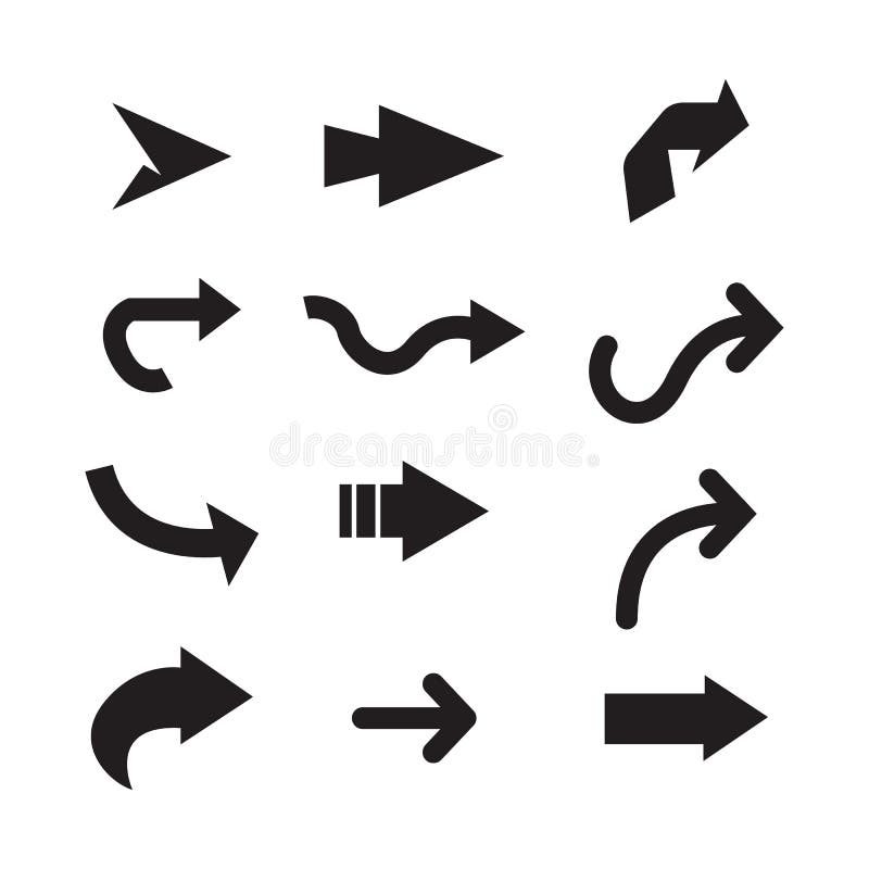 Set of Flat Black Color Arrow Icon Vector Design Stock Vector ...