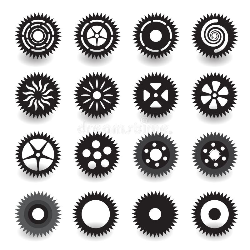 Set of Flat Black Gear Icon for Info Graphic Design Stock Vector ...