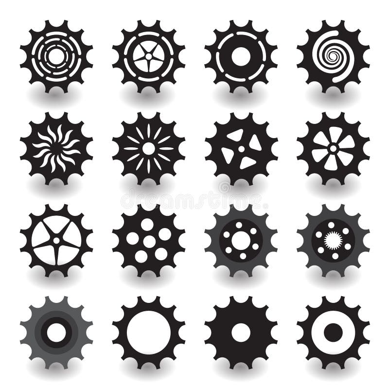 Set of Flat Black Gear Icon for Info Graphic Design Stock Vector ...
