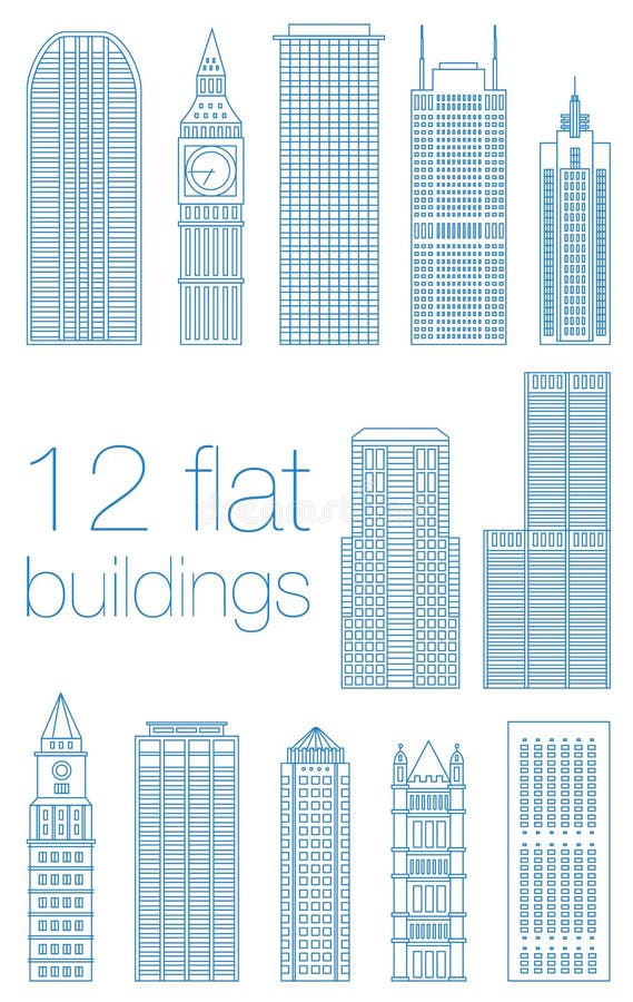 Set flat building city stock vector. Illustration of city - 59097135