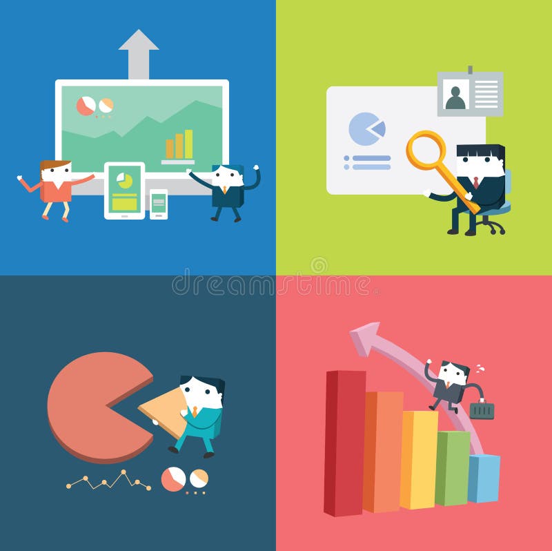Set of Flat Business Concept Design Stock Vector - Illustration of ...