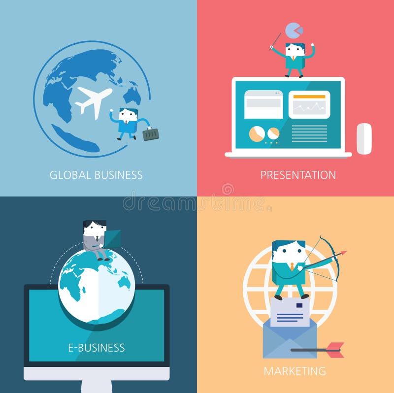 Set of Flat Business Concept Design Stock Vector - Illustration of ...