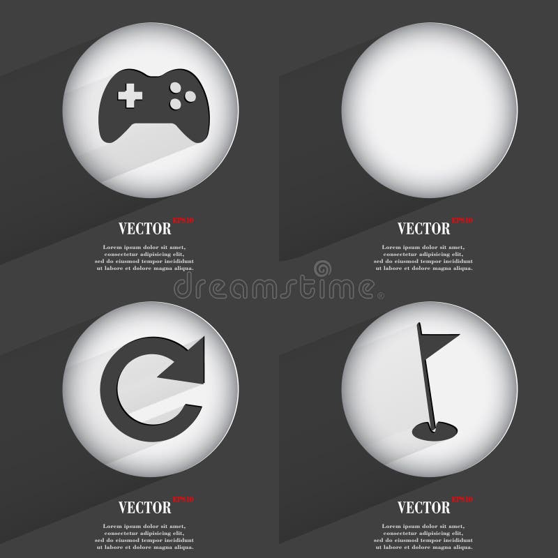 Set of 4 Flat Buttons. Icons with Shadows on Stock Vector ...