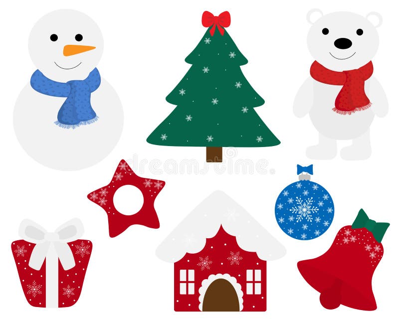 Set of Flat Christmas Image Elements Vector Illustration. Christmas ...