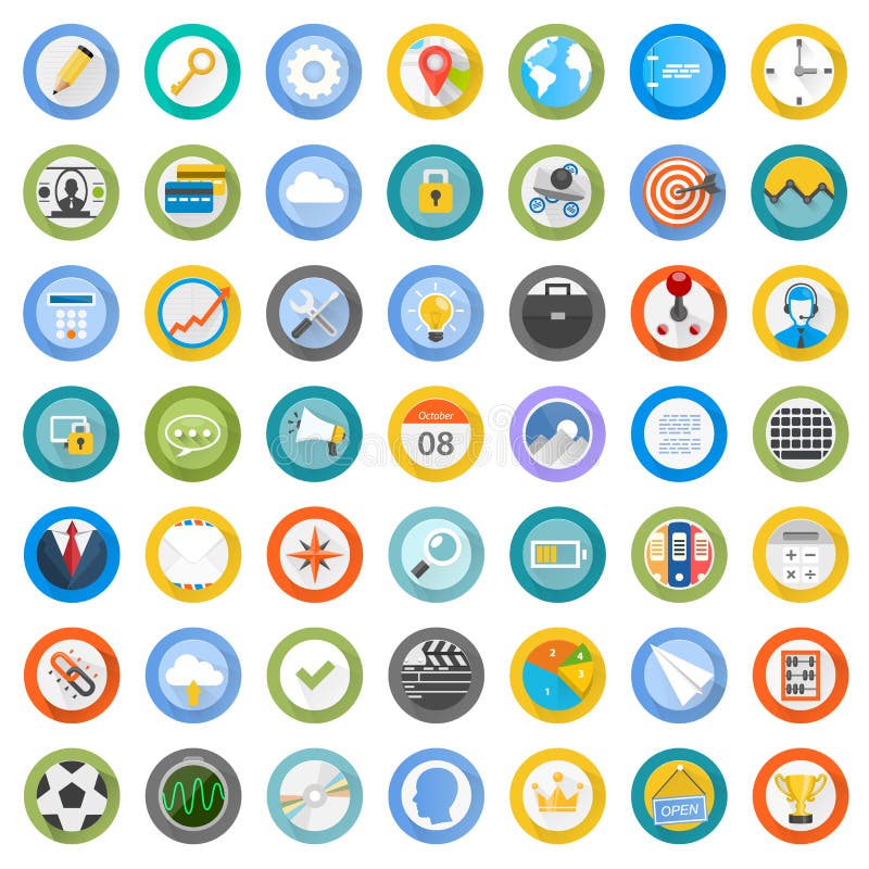 Set flat circular icons stock vector. Illustration of keyboard - 50036120