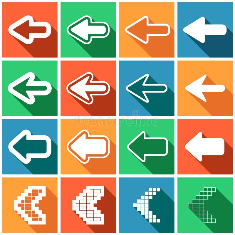 Set of Flat Colored Simple Web Icons (arrows), Illustration Stock ...