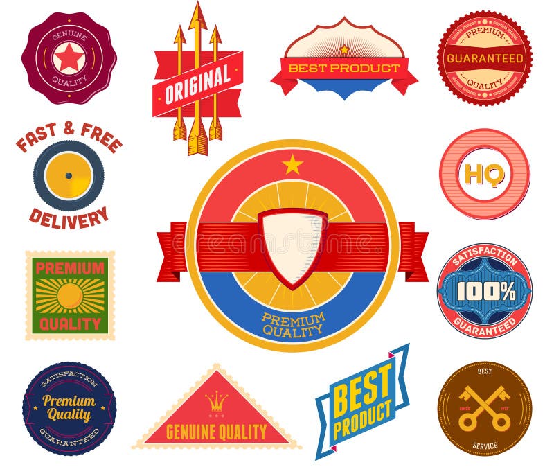Set of Flat Colored Vintage Labels. Collection 8 Stock Vector ...