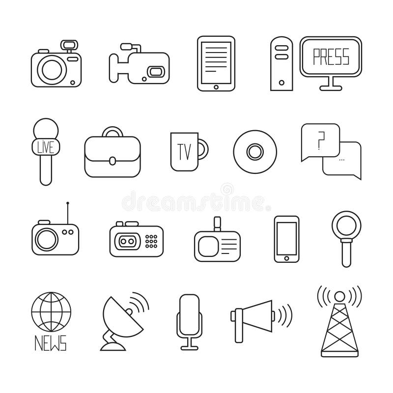 Frame of of Flat Colorful Vector Journalism Icons Stock Vector ...