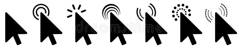 Set Of Flat Cursor Icons Click Or Press Cursor Set Arrow Pointer Loading Progress Vector
