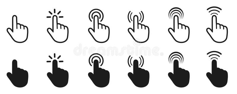 Set of Flat Cursor Icons in Hand Form - Vector Stock Vector ...