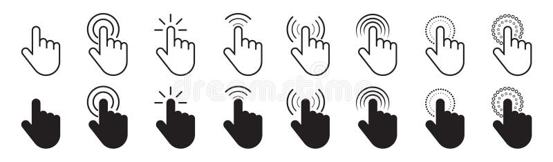 Set of Flat Cursor Icons in Hand Forms Stock Vector - Illustration of ...