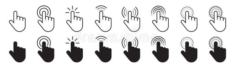 Set of Flat Cursor Icons in Hand Forms Stock Vector - Illustration of technology, point: 333199819