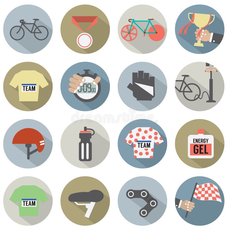 Set of Flat Design Bicycle and Accessories Icons Stock Vector ...