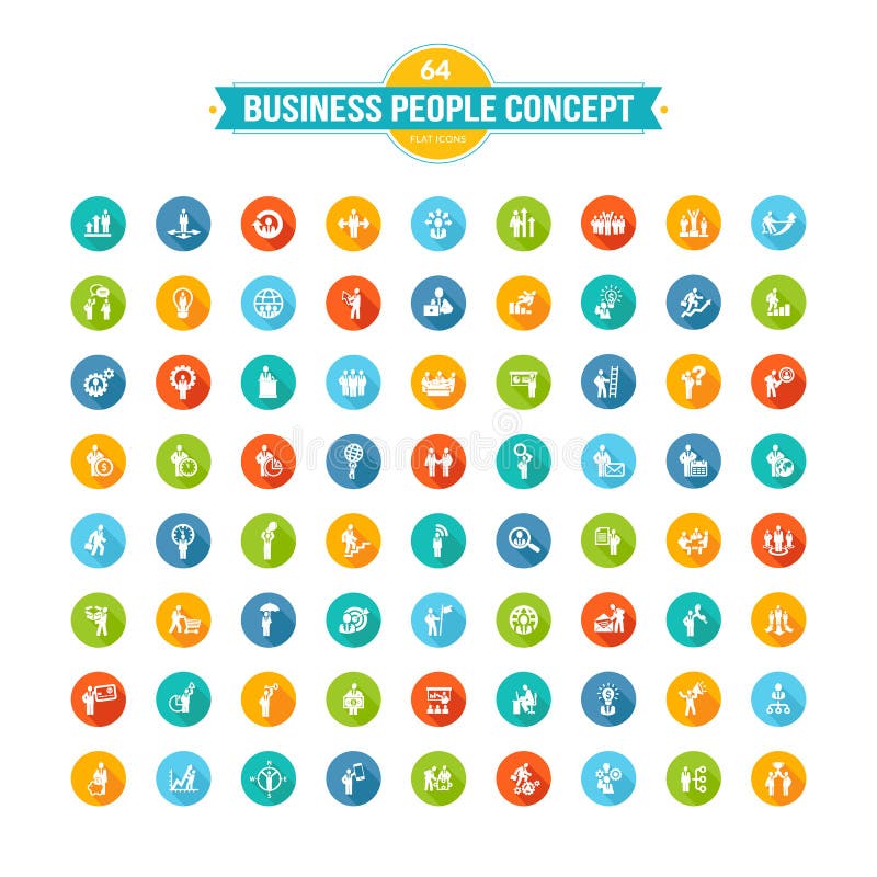 Set of Flat Design Business People Concept Icons Stock Vector ...