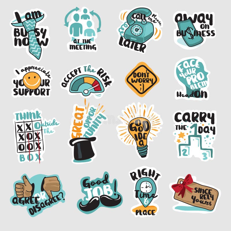 Set of Flat Design Business Stickers Stock Vector - Illustration of ...