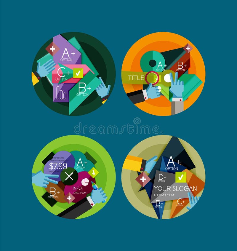Set of Flat Design Circle Infographic Icons Stock Vector - Illustration ...