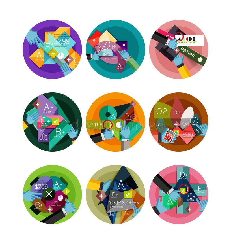 Set of Flat Design Circle Infographic Icons Stock Vector - Illustration ...