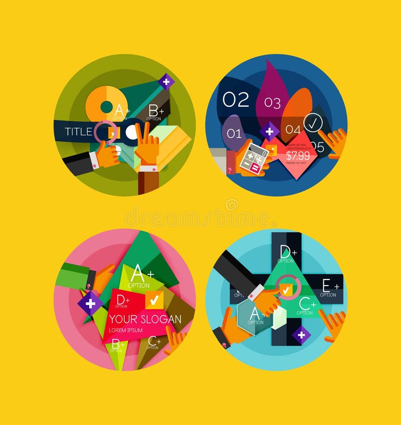 Set of Flat Design Circle Infographic Icons Stock Vector - Illustration ...