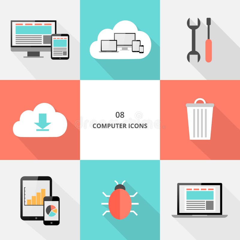 Set 08 - Flat Design Computer Icons Stock Vector - Illustration of ...