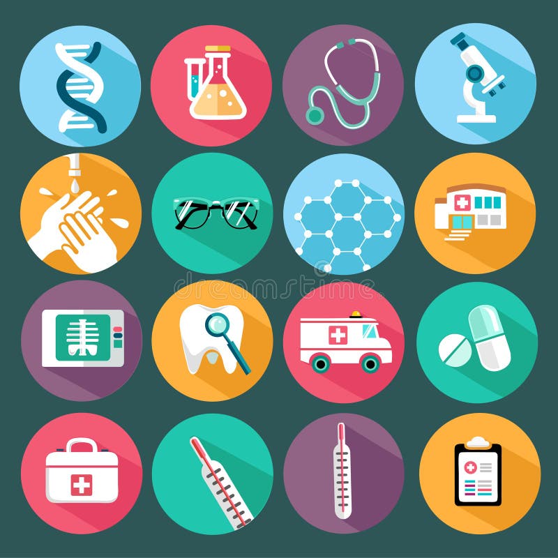 Set of Flat Design Concept Icons for Medicine Stock Vector ...