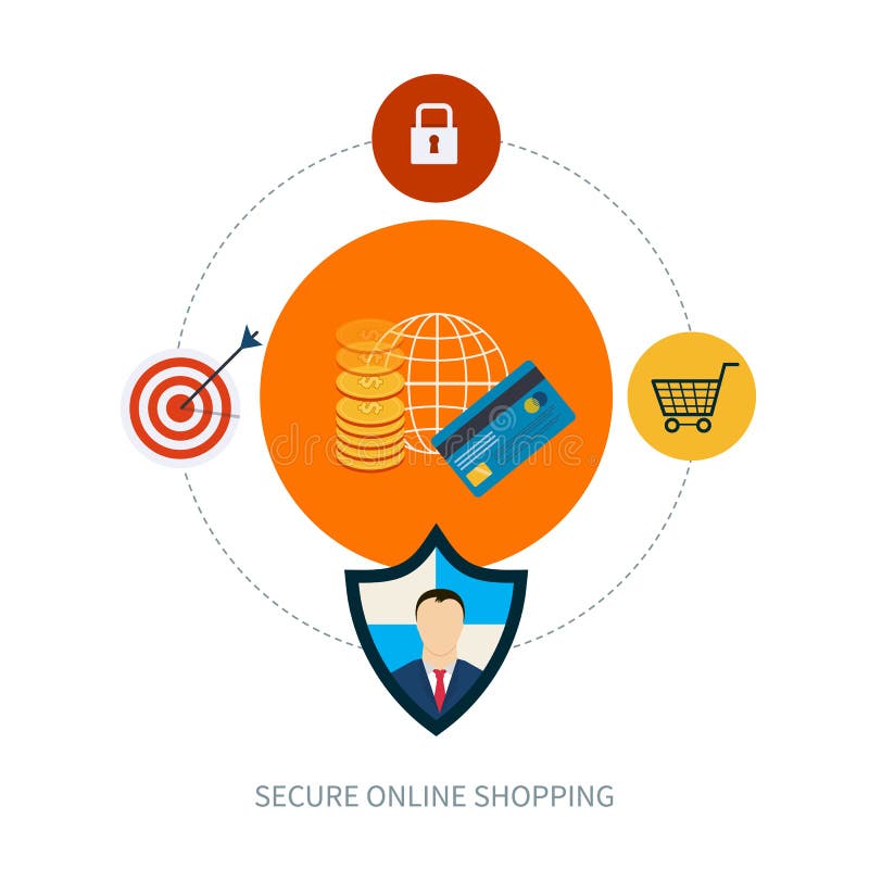 Set of Flat Design Concept Icons for Secure Online Stock Vector ...