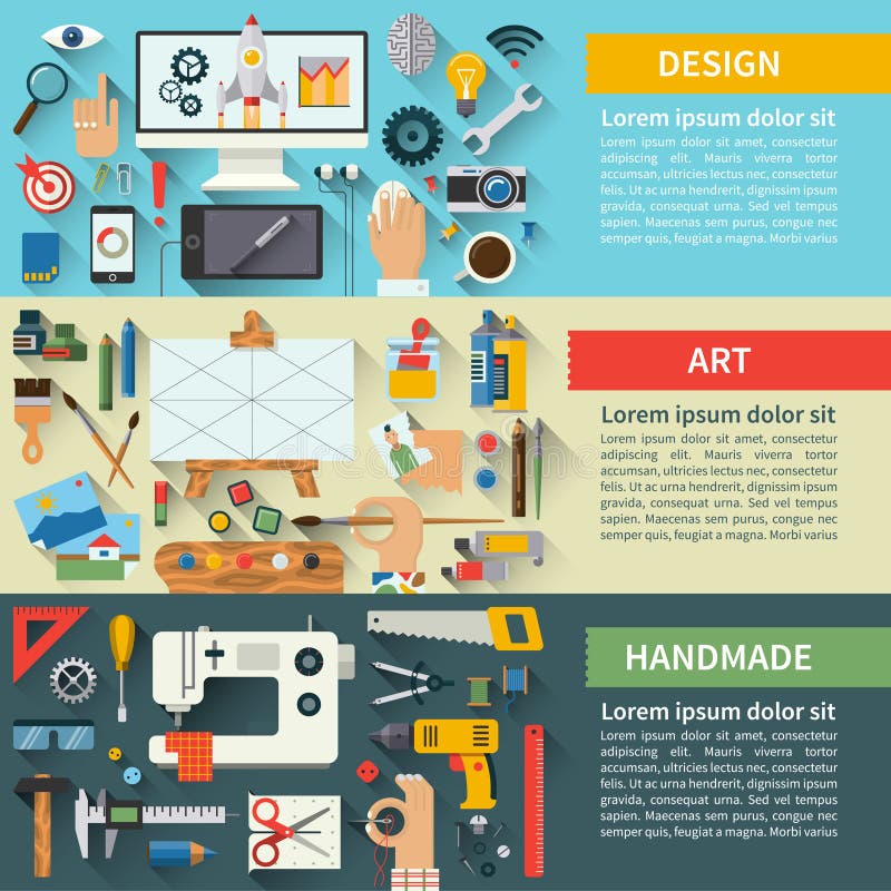 Set of Web Design and Development Process Banners Stock Vector - Illustration of advertising ...