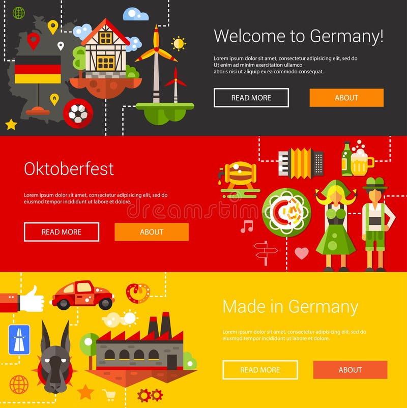 Set of Flat Design Flyers, Headers with Germany Stock Vector ...