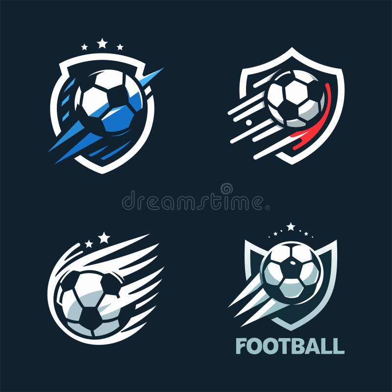 Set of Flat Design Football Logo Template Stock Vector - Illustration ...