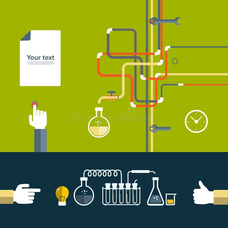 Set of Flat Design Icon for Experiment Stock Vector - Illustration of ...