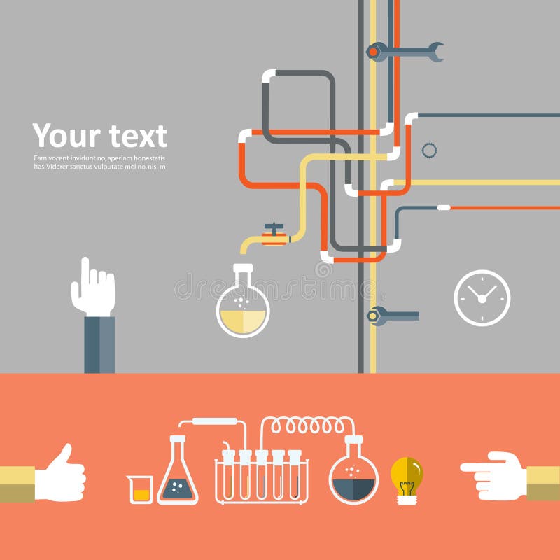 Set of Flat Design Icon for Experiment Stock Vector - Illustration of ...