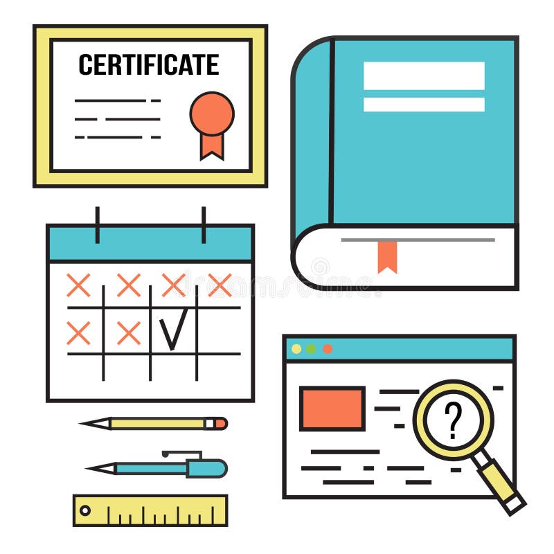 Flat Design Icons Online Education Staff Training Book Store Distant ...