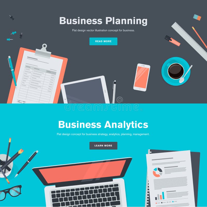 Set of Flat Design Illustration Concepts for Business Planning and ...