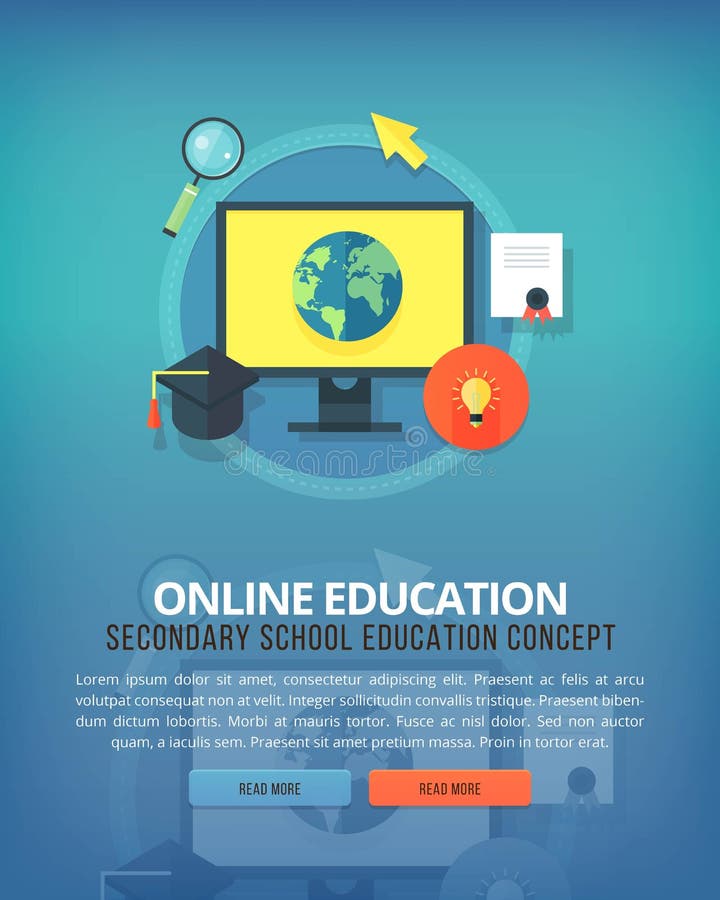 Set of Flat Design Illustration Concepts for Online Education ...