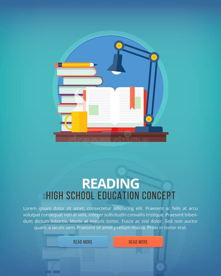 Set of Flat Design Illustration Concepts for Reading. Education and ...