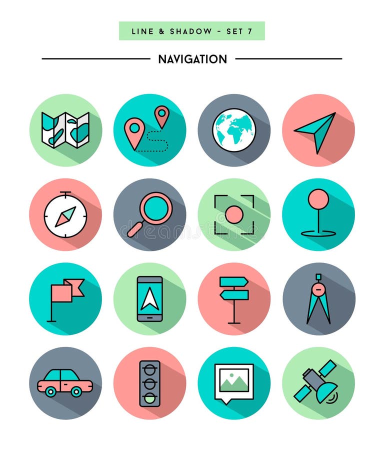 Line Navigation Icons stock vector. Illustration of location - 76431308