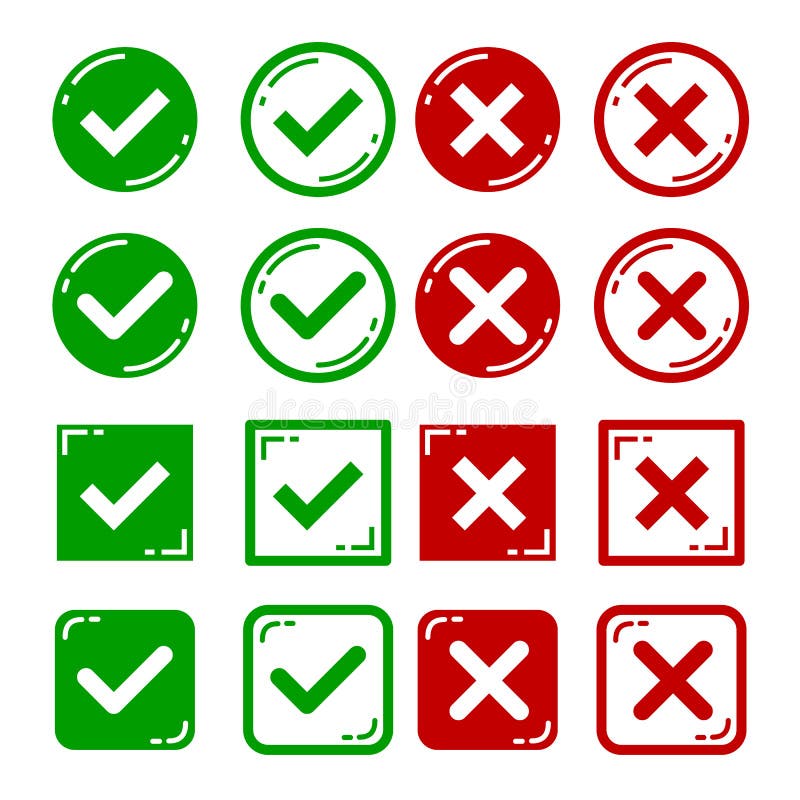 Set Flat Design Right Wrong Icons Stock Illustrations – 643 Set Flat ...