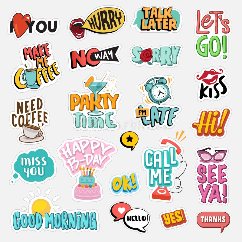 Set of Flat Design Social Network Stickers Stock Vector - Illustration ...