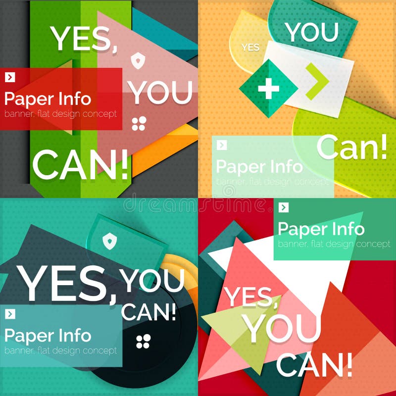 Set of Flat Design Square Banners Stock Vector - Illustration of ...