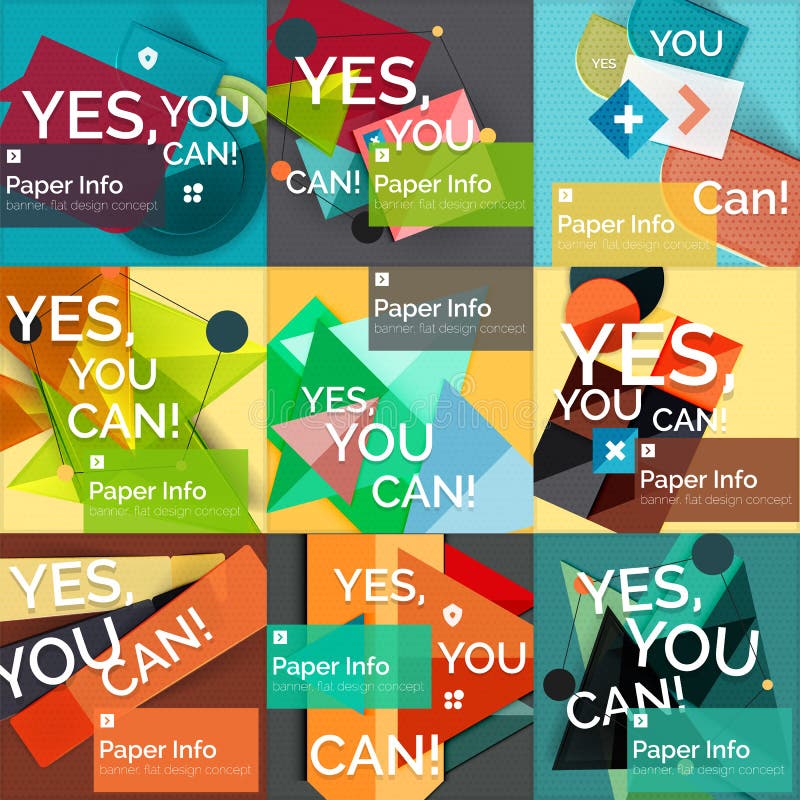 Set of Flat Design Square Banners Stock Vector - Illustration of ...