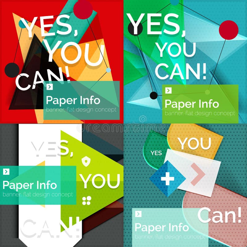 Set of Flat Design Square Banners Stock Vector - Illustration of shapes ...