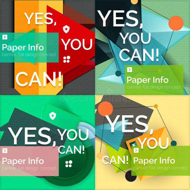 Set of Flat Design Square Banners Stock Vector - Illustration of button ...