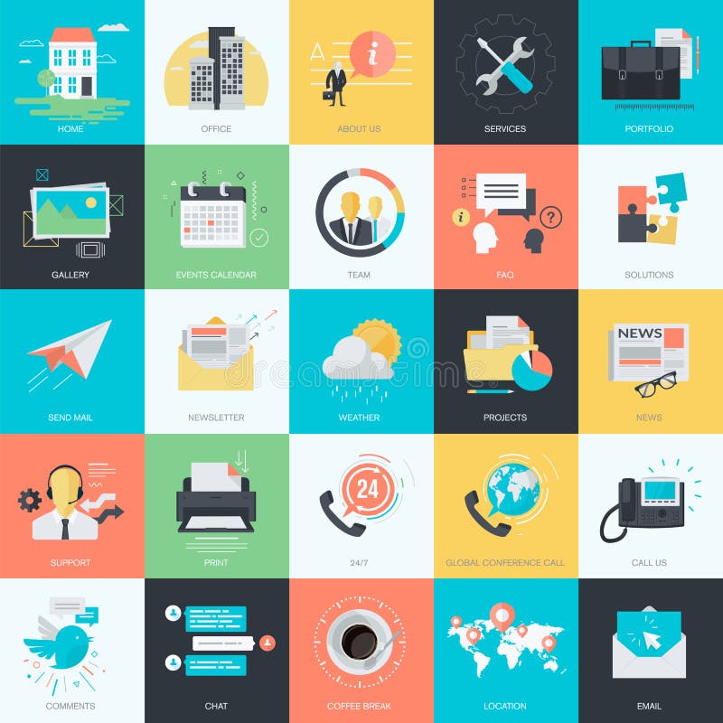 Flat Design Icons for Web and Mobile Apps. Stock Vector - Illustration ...