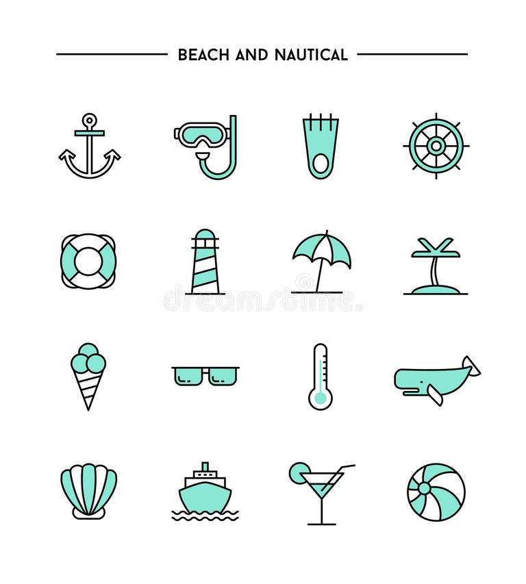 Beach Nautical Icons Stock Illustrations – 4,248 Beach Nautical Icons ...