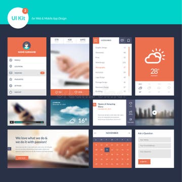 Set of Flat Design UI and UX Elements for Web and App Stock Vector ...