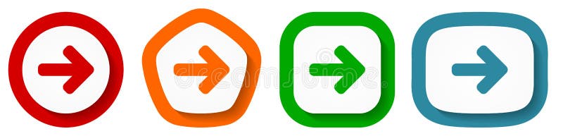 Set of Flat Design Vector Arrow Icons, Right Direction Symbols ...