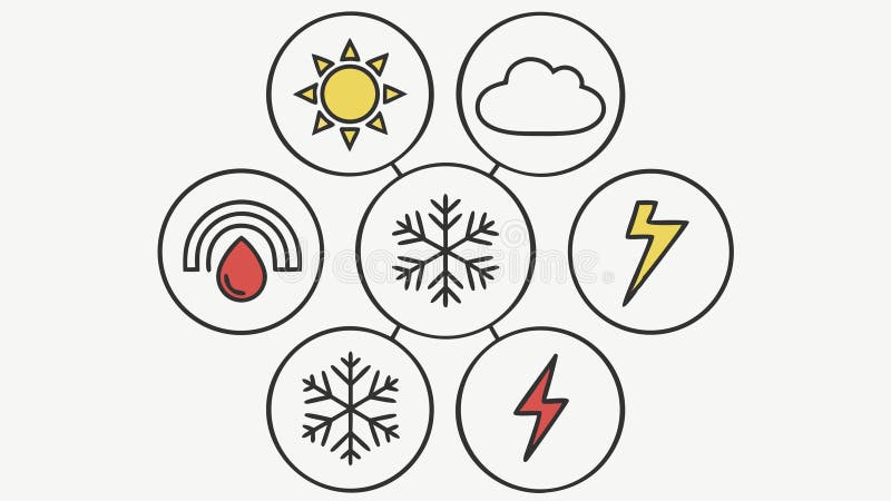 Set of Flat Design Weather Condition Icons, Vector Design Generative AI ...