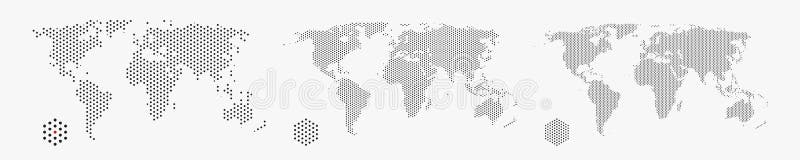 Set of Flat Earth World Maps with Hexagonal Dots. Stock Vector ...
