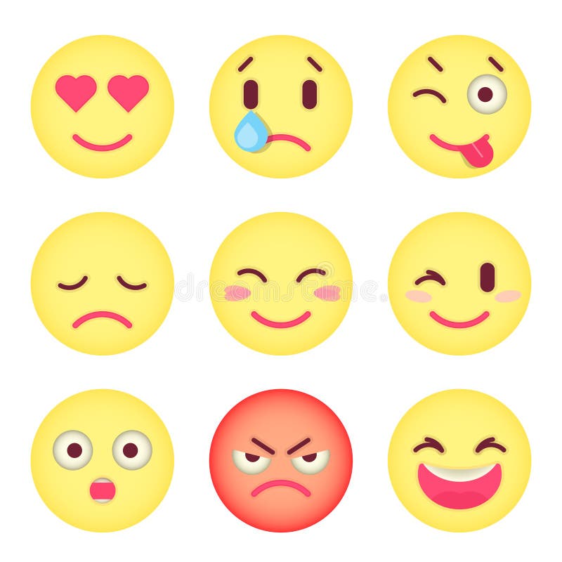 Set of Flat Emoticons. Set of Emoji. Isolated Vector Stock Vector ...